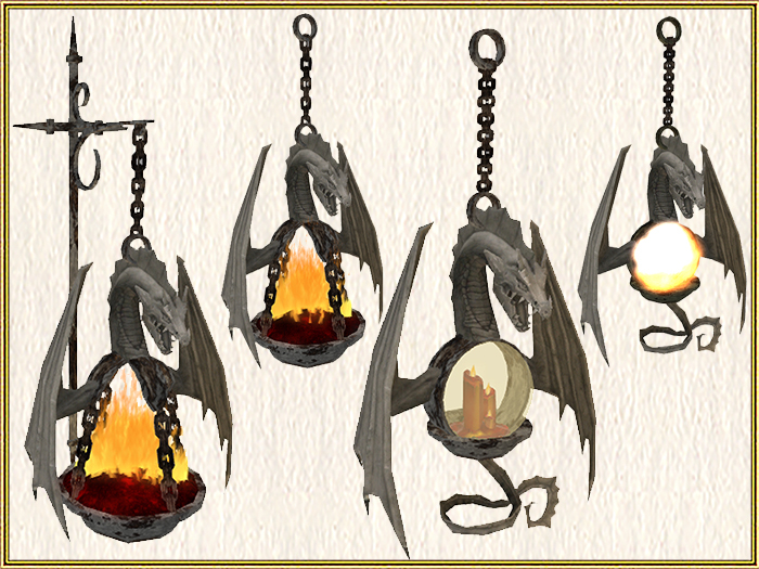 Second Life Marketplace - TORCH - Dragon Lantern Hanging - Gray Set (2 ...