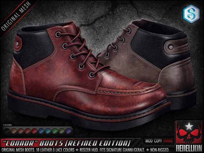 Second Life Marketplace - = REBELLION = "CONNOR" BOOTS - REFINED ...