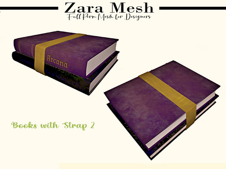 Second Life Marketplace - ZM - Deco - Books with Strap 2 - FULL PERM MESH