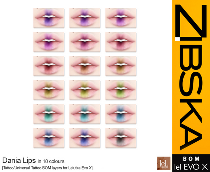 Second Life Marketplace - Zibska Evo X ~ Dania Lips in 18 colors with ...