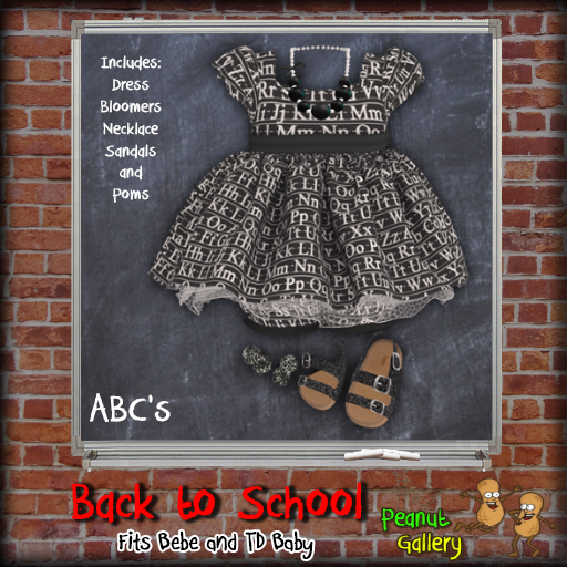 Second Life Marketplace - Peanut Gallery - Back To School Dress - ABC's