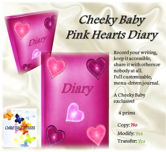 Second Life Marketplace - Pink Hearts Diary