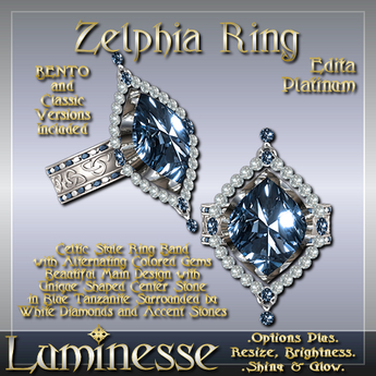 Second Life Marketplace - ZELPHIA Edita BENTO Ring OP - Blue Tanzanite ...