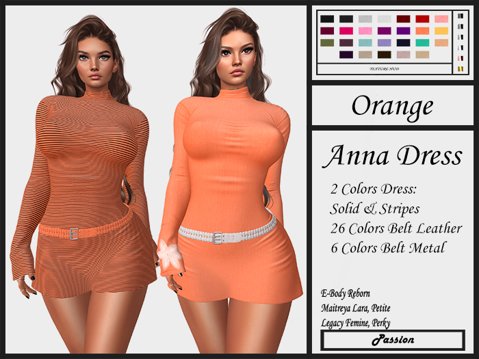Second Life Marketplace Passion Anna Dress Orange
