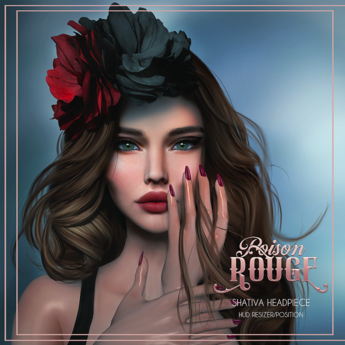 Second Life Marketplace - POISON ROUGE Shativa Flower Headpiece Black