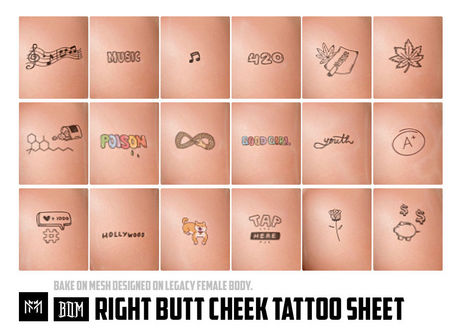 Second Life Marketplace - Right Butt Cheek Tattoo Bundle