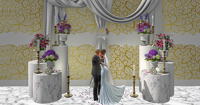 Second Life Marketplace - Serenity Sands Wedding Backdrop With Couples Pose