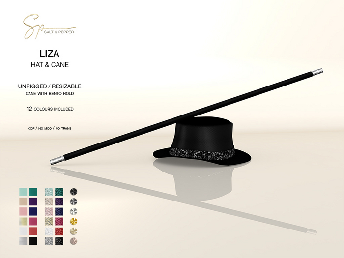 Second Life Marketplace - S&P Liza tap dancer hat & cane - unisex