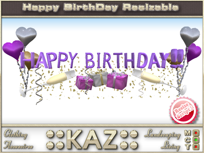 Second Life Marketplace - ::KAZ:: HAPPY BIRTHDAY sculpted TEXT PURPLE ...
