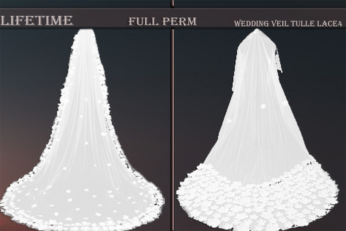 Second Life Marketplace - LIFETIME FULL PERM Wedding Veil Tulle Lace4