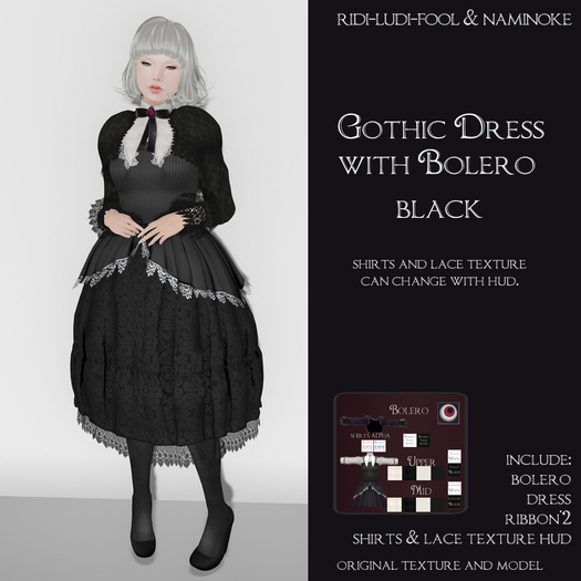 Second Life Marketplace - !DEMO! Classic Gothic Dress With Detachable ...