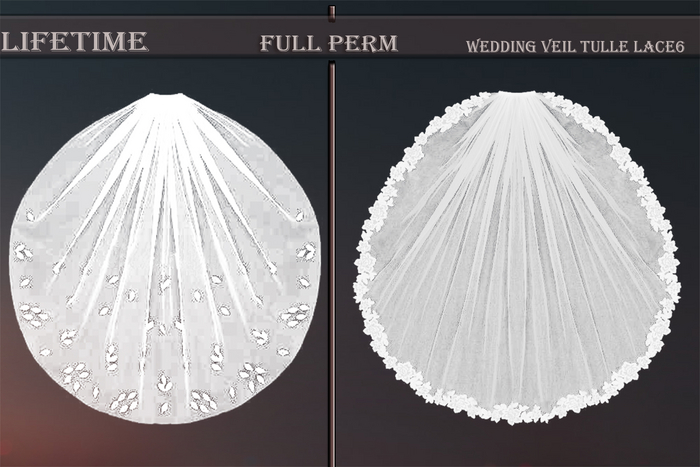 Second Life Marketplace - LIFETIME FULL PERM Wedding Veil Tulle Lace6