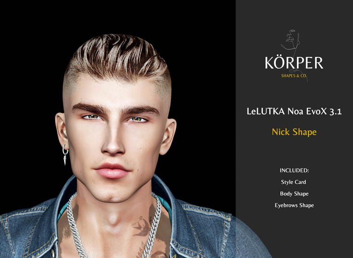 Second Life Marketplace - Korper - NICK Shape (Lelutka Noa head)