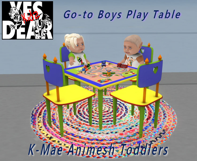 Second Life Marketplace - YES DEAR KID's K-mae Go-toToddler Boys Play Table