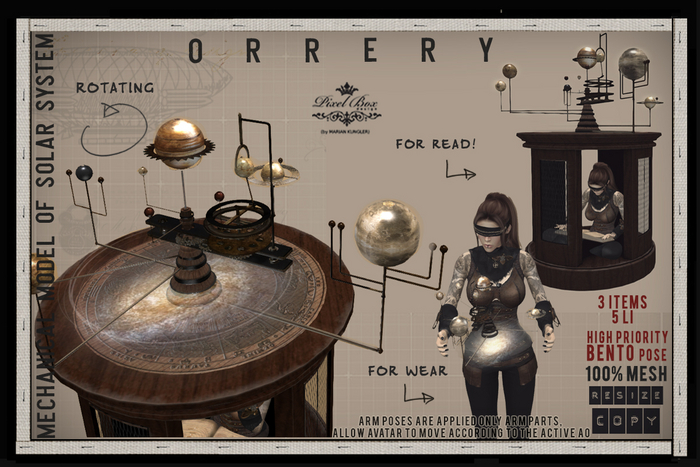 Second Life Marketplace - 50% SALE PIXEL BOX - Orrery Mechanical Model ...