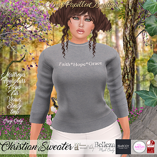 Second Life Marketplace - DPB Christian Sweaters - (Grey) Faith Hope ...