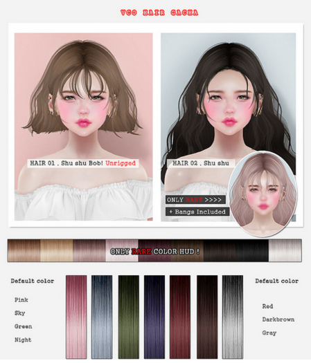 Second Life Marketplace - VCO HAIR _ 01 Shu shu Bob! [ RARE ]