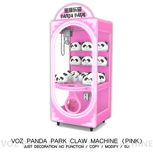 Second Life Marketplace - [VOZ] Panda Park Claw Machine (Pink)