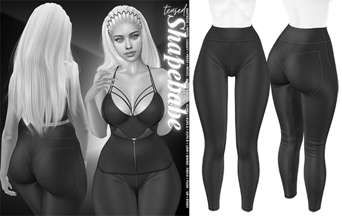 Second Life Marketplace Teased Butt Lifting High Waist Leggings Fatpack Demo