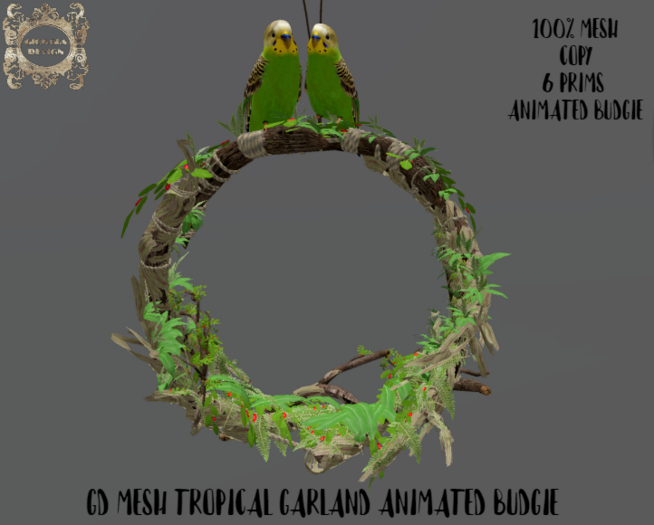 Second Life Marketplace - GD MESH TROPICAL GARLAND ANIMATED BUDGIE