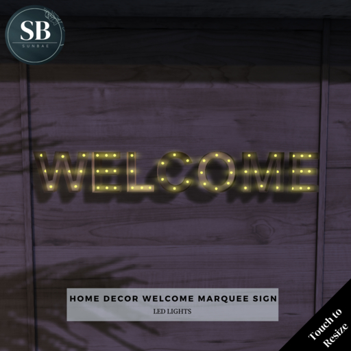 Second Life Marketplace - [SB] Home Decor Welcome Sign // Marquee ...