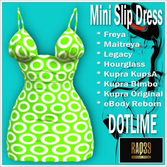 Second Life Marketplace - [R39] Mini Slip Dress-DOTLIME