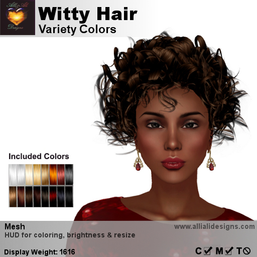 Second Life Marketplace - A&A Witty Hair Variety Pack. Curly short diva ...