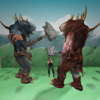 Second Life Marketplace - Animesh Giant Red & Blue Cave Trolls