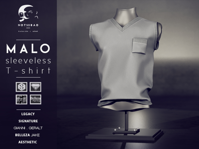 Second Life Marketplace - not so bad . mesh . MALO sleeveless T-shirt ...