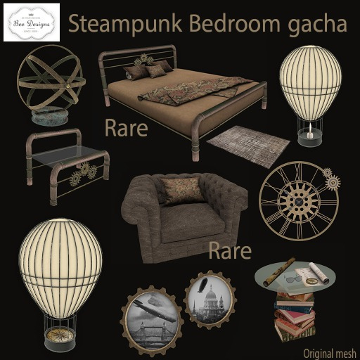 Second Life Marketplace - .:Bee designs:. Steampunk Bedroom gacha Table
