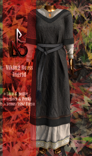 Second Life Marketplace - //R3D// Viking Dress Ingrid - Gray