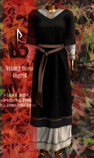 Second Life Marketplace - //R3D// Viking Dress Ingrid - Black