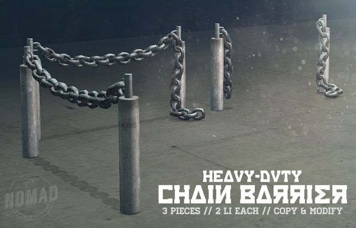 Second Life Marketplace - NOMAD // HEAVY-DUTY CHAIN BARRIER // OXIDIZED