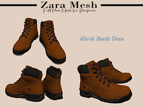 Second Life Marketplace - ZM - Clothes - Work Boots Deco - FULL PERM MESH