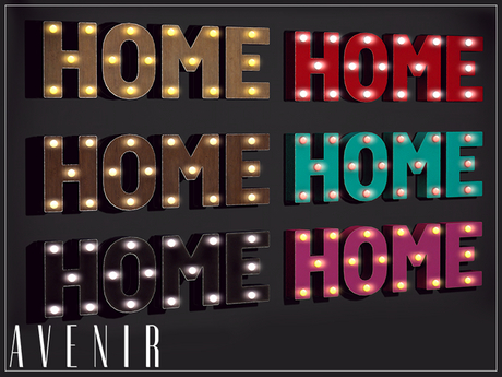 Second Life Marketplace - AVENIR: HOME Text Marquee Mesh - DARKWOOD
