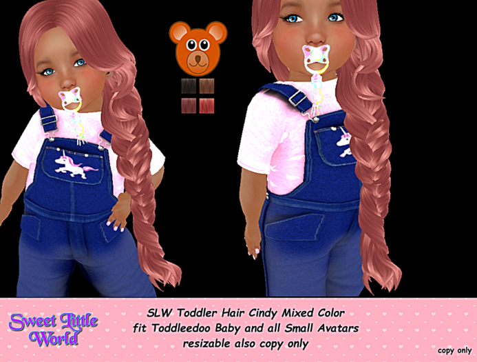 Second Life Marketplace - SLW Toddler Hair Cindy Mixed Color