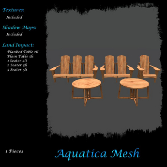 Second Life Marketplace - Aquatica Mesh - AM025256 Adirondack Beach Set