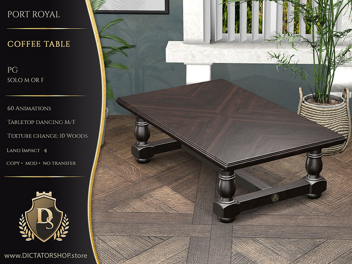 Second Life Marketplace - [Ds] Port Royal - Coffee Table SS PG