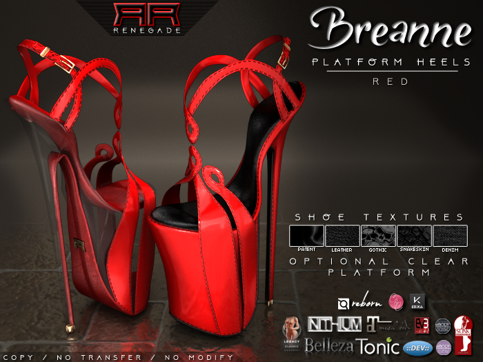Second Life Marketplace - [Renegade] Breanne Platform Heels - Red