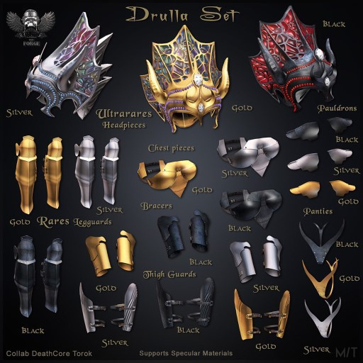 Second Life Marketplace - [The Forge] Drulla Pauldrons, Black
