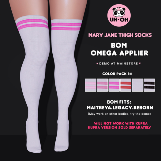 Second Life Marketplace - Uh-Oh: Mary Jane Thigh High Tube Socks ...