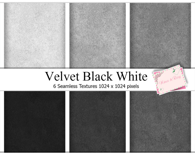 Second Life Marketplace - Velvet Black White - 6 Textures Seamless ...