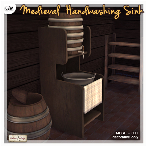 Second Life Marketplace - [V/W] Medieval Handwashing Sink - Mesh Furniture