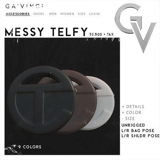 Second Life Marketplace - GV// MESSY TELFY BAG BRWN
