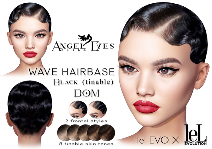 Second Life Marketplace - Angel Eyes - WAVE Hairbase Lelutka EvoX - BLACK