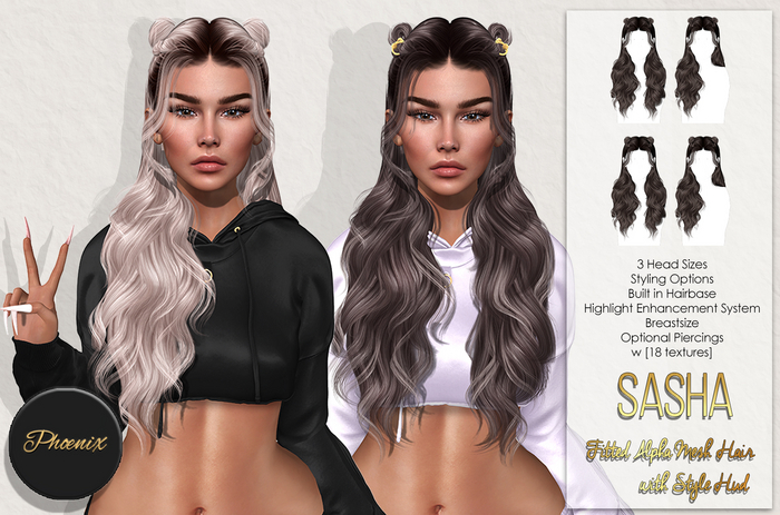 Second Life Marketplace - :::Phoenix::: Sasha Hair Bright Styles (add me)