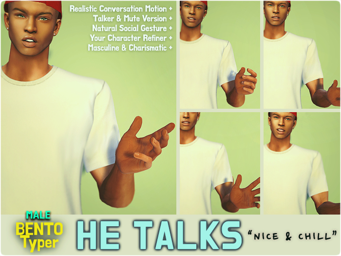 Second Life Marketplace - [BENTO-TYPER] (M) He Talks #5. Nice & Chill