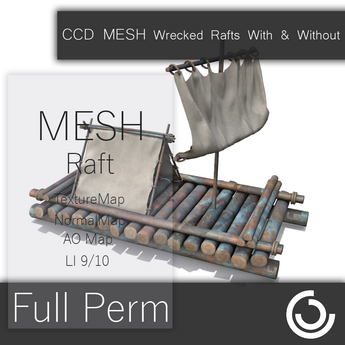 Second Life Marketplace - MESH Wrecked Rafts With & Without Sail