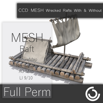 Second Life Marketplace - MESH Wrecked Rafts With & Without Sail