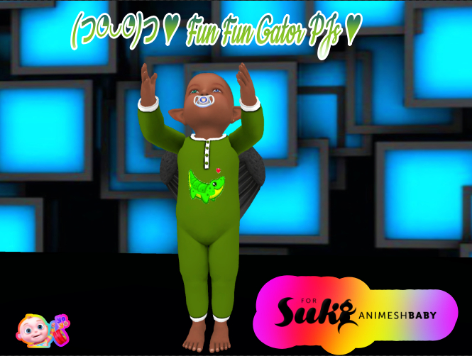 Second Life Marketplace - {Yoyo's}Fun Fun Green Pajamas Suki Animesh Babies